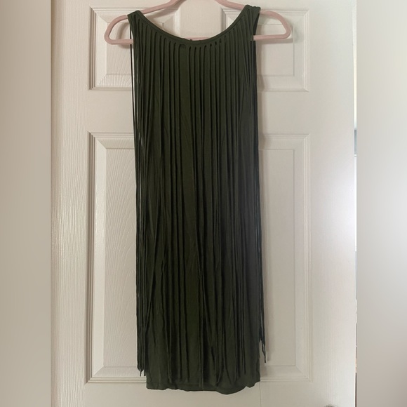 Dresses | Army Green Fringe Dress | Poshmark